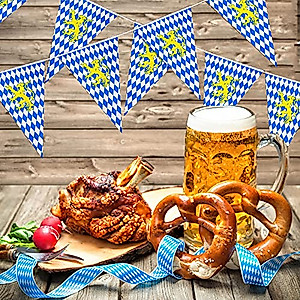 UOMNICUE 3 Pack Oktoberfest Decorations Pennant Flag Banner, 98 Feet Double Side Blue White Waterproof Oktoberfest Banners Flag Pennant for Oktoberfest Festival Outdoor Party Decorations Supplies