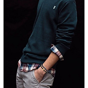 CASDAN 12Pcs 8MM Lava Rock Stone Bead Bracelet for Men Women Dragon/Lion/Panther Leopard Head Bracelet Charm Bracelets Set Adjustable