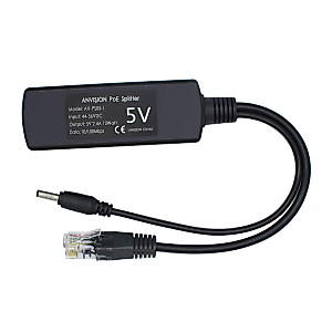 ANVISION 5V PoE Splitter, 48V to 5V 2.4A Adapter, Plug 3.5mm x 1.35mm, 5.5mm x 2.1mm Connector, IEEE 802.3af Compliant, for IP Camera and More
