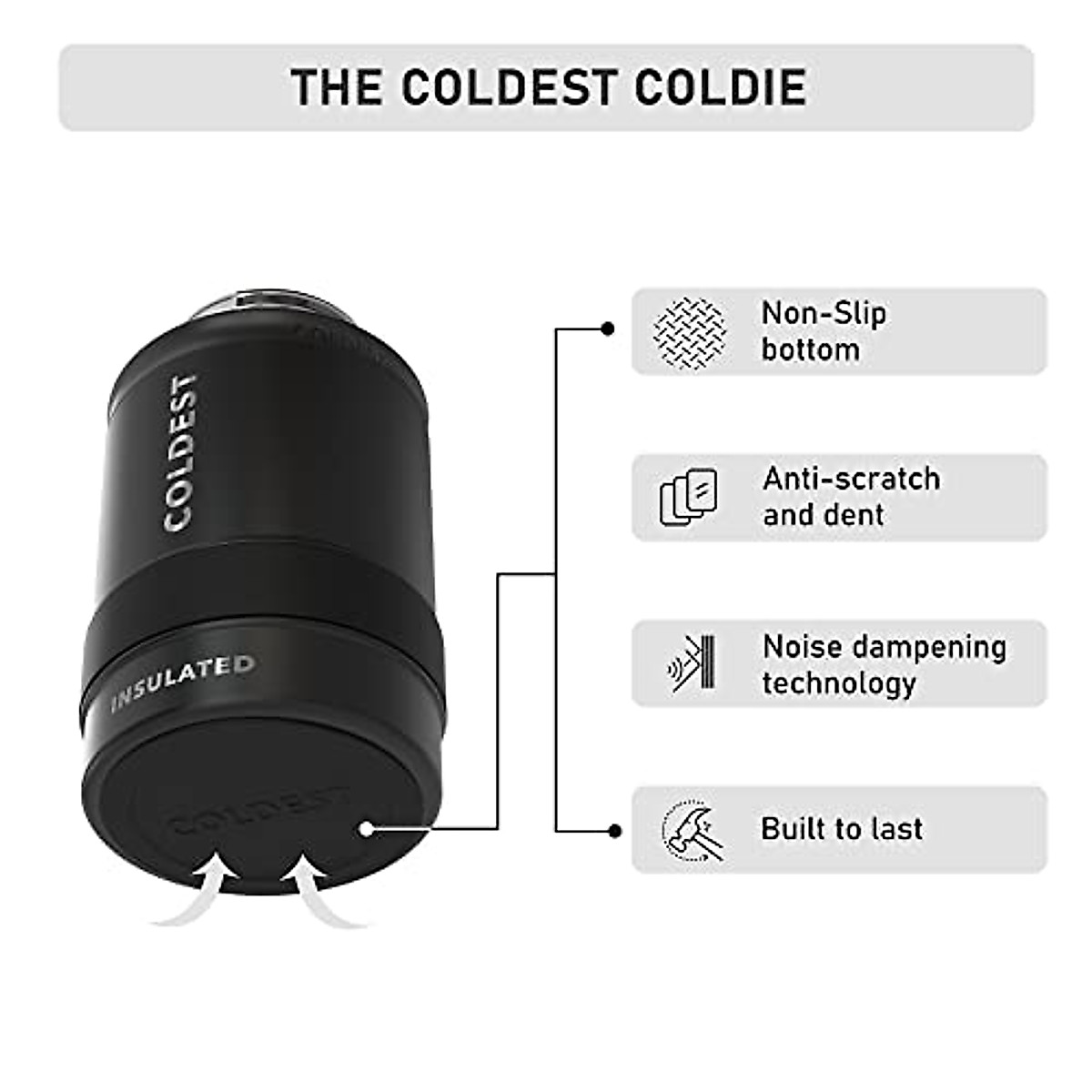 THE COLDEST Skinny Can Cooler - Vacuum Insulated Stainless Steel Slim Can Koozie - Sleeve for All 12oz Cans - Slim Can Holder for Beer, Soda, Hard Seltzer, Energy Drinks & more (Epic White)
