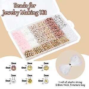LUDUKOO Clay Bead Bracelet Kit, 2370Pcs Flat Polymer Clay Heishi Beads Bracelet Making Kit for Girls Adults, DIY Friendship Bracelet Kit with Gold Beads Letter Beads for Bracelets Christmas Gift