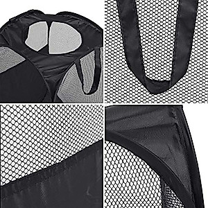 V-Shine Mesh Pop-Up Laundry Hamper, Collapsible Mesh Laundry Hamper Basket with Reinforced Carry Handles,Folding Pop-Up Clothes Hampers for Room, College Dorm or Travel (Black, 2Pack)