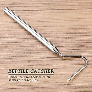 143 Lock Design Snake Tongs, Stainless Steel Extensible Telescopic Snake Reptile Catcher Capture Hook, Snake Catcher Wide Jaw Handling Tool for Corn Snake