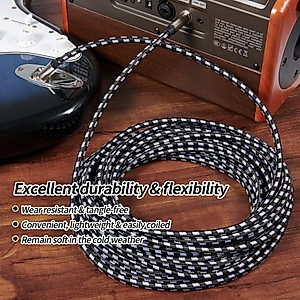 Sound harbor Guitar Cable, Guitar Amp Cord, Electric Guitar Instrument Cable 15 Feet, 1/4 Bass Guitar Cable
