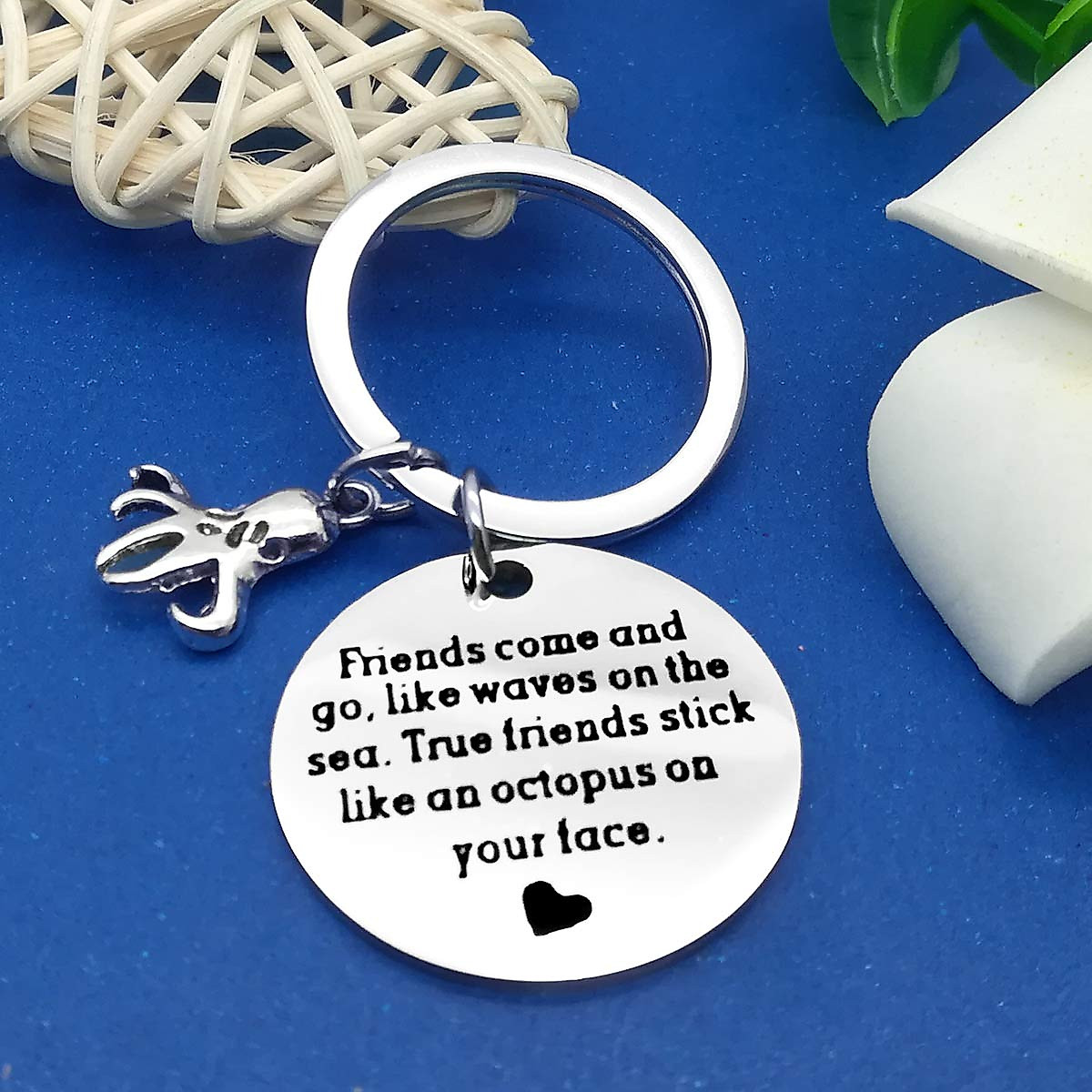 Dabihu Friendship Keychain Best Friend Gift True Friends Stick Like An Octopus On Your Face Keyring Long Distance Friendship Keychain Gift Funny Friendship Gift Graduation Jewelry Gift Classmate Gift