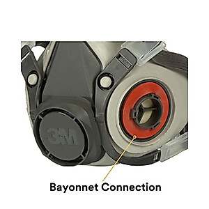 3M Half Facepiece Reusable Respirator 6300, Gases, Vapors, Dust, Paint, Cleaning, Grinding, Sawing, Sanding, Welding, Adjustable Headstraps, Bayonet Connection, Large