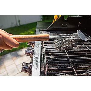 BBQ-AID All Angles BBQ Grill Brush for Outdoor Grill – Cleans All Angles, Large Wooden Handle, and Stainless Steel Bristles - BBQ Brush for Grill Cleaning – Grill Cleaner Brush Safe for BBQ and Grill