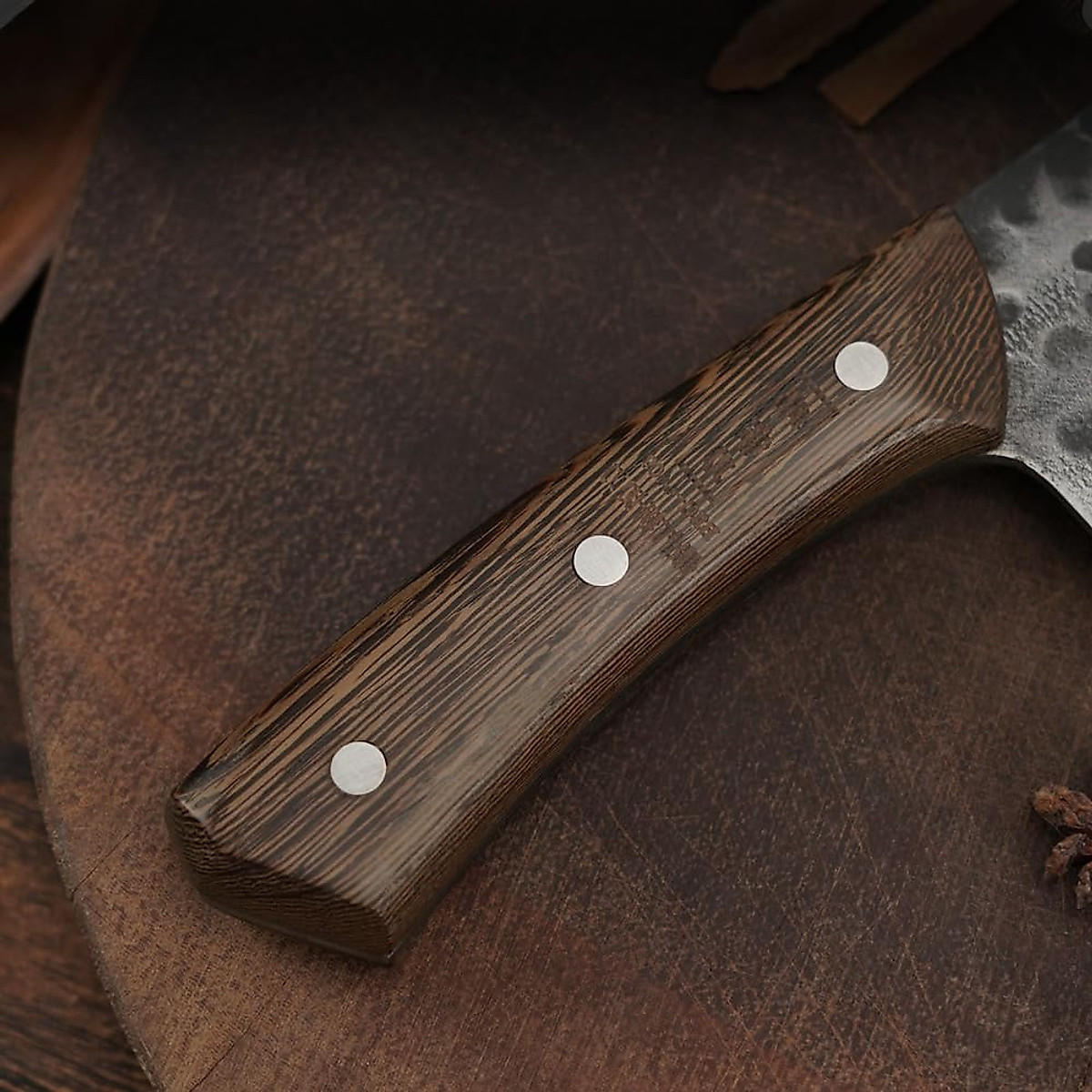 DENGJIA Chef Knife 7.2 Inch Chinese Chef's Knife and Meat Cleaver with Rosewood Handle Kitchen Knife