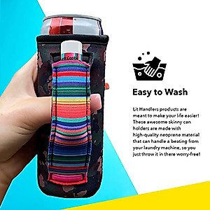 Lit Handlers Slim Can Holder - 12 oz Tall Can Sleeve for Slim Drinks - Neoprene Material Insulated Beverage Cooler & Cover - Machine Washable, Tear Resistant, Reusable Drink Insulator Sleeve for Beach