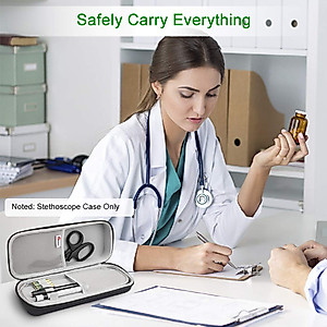 Opoway Stethoscope Carrying Case, Hard Stethoscope Case Compatible for 3M Littmann Classic III, Cardiology IV Diagnostic, MDF Acoustica Stethoscopes and Other Nurse Accessories (Black)