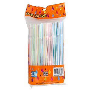 Items 4U! 125 Flex Straws, Stripe, Assorted Colors