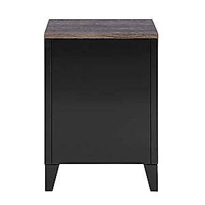 FurnitureR Metal Locker Storage Nightstand for Boy Teens Bedroom with Wood Top/Door 2 Tier Shelves Removable