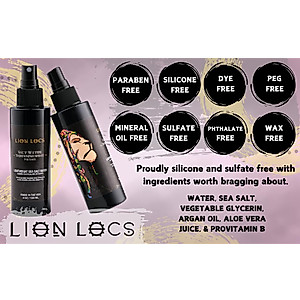 Lion Locs Starter Twist and Lock Spray for New Dreadlocks | Vegan Sea Salt Mist with Essential Oils & Aloe (4oz)