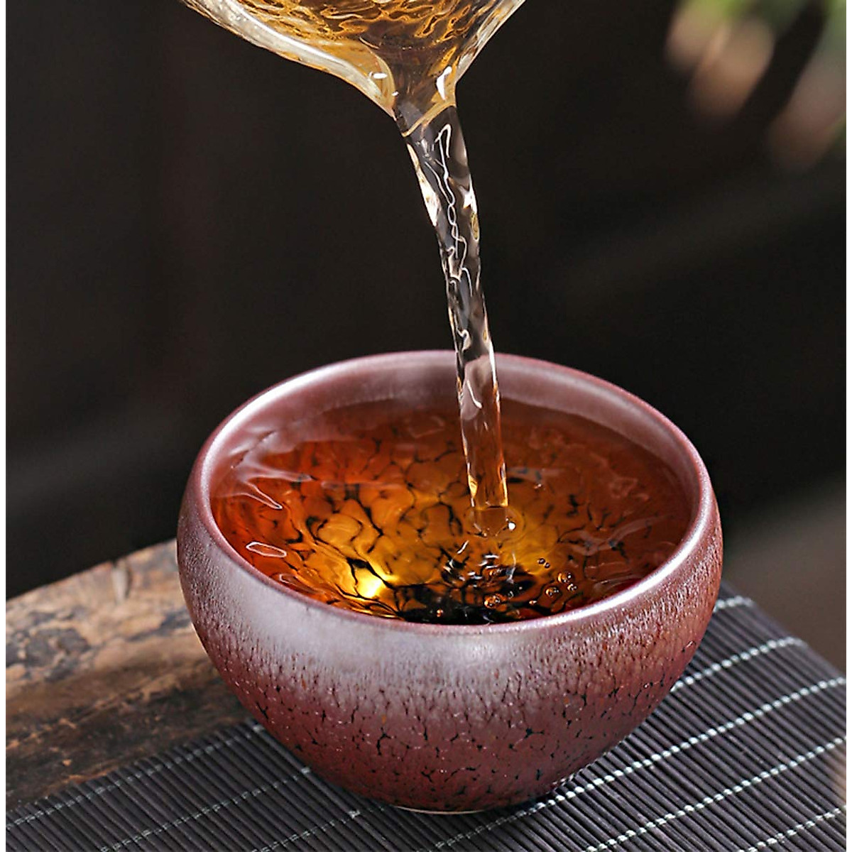 HAPPYDOG JianZhan Tenmoku Tea Coffee Cup Bowl Chinese Crafts Mug Designer Collection Ceremony Ancient Style Handmade (Mixed 2 colors gift box)