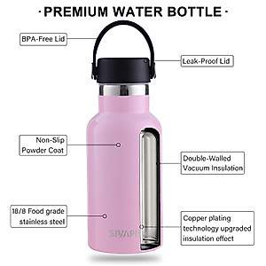 Kids Water Bottle with Straw Lids 12OZ Stainless Steel Small Drinking Bottle for School Little Girls Pink