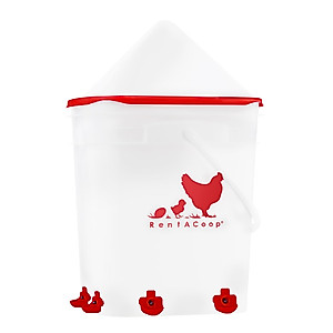 RentACoop 5 Gallon Chicken BPA-Free Plastic Bucket Waterer Set with 4 Horizontal Nipples - Corner Placement