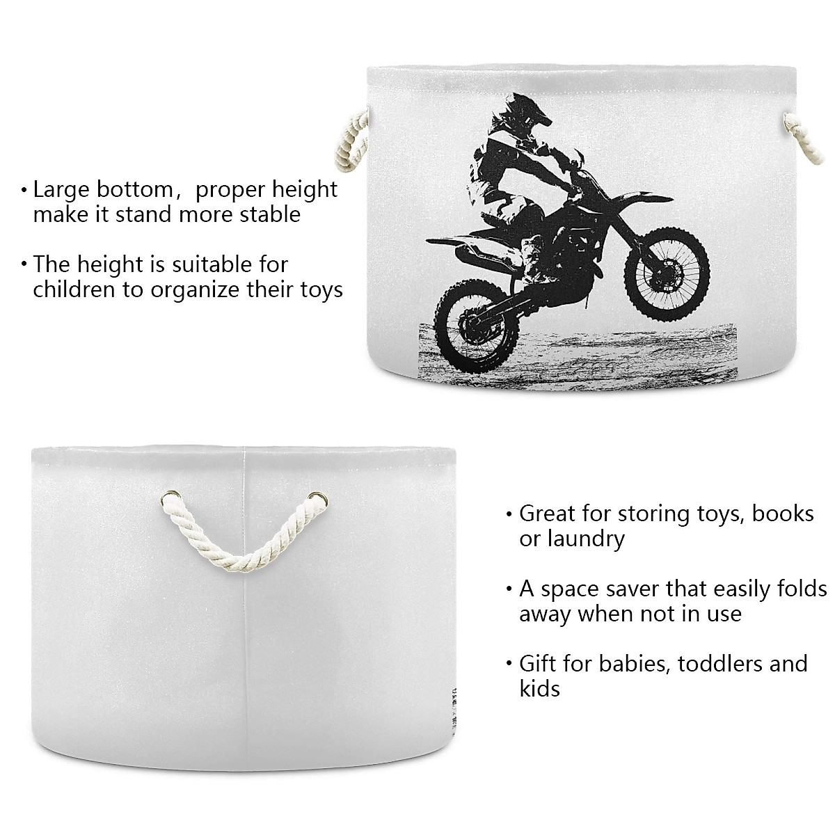 Oyihfvs Rider Participates Motocross Bin Collapsible Waterproof Laundry Hamper Large Baby Nursery Bucket Organizer Handles Bedroom Closet Toys Gifts UT 07085 38 Multi 38 20inchx20inchx14inch
