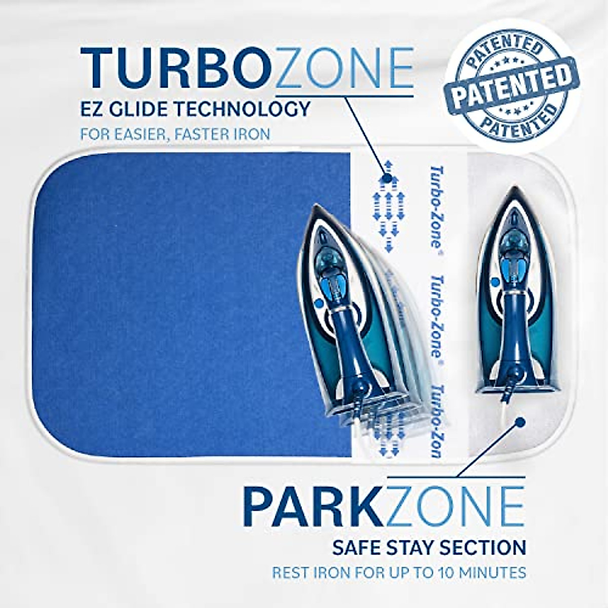 Bartnelli Premium Ironing Mat, Made in Europe Pad with Patent Technology | Iron Board Replacement for Small Tabletop, Counter, Washer, Dryer, Patent Park & Turbo Zone, with Non-Slip Bottom Rubber