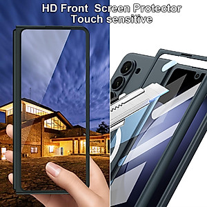 Magnetic Case for Samsung Z Fold 5, Compatible with Magsafe Z Fold 5 Case Built-in Screen Protector, Support Wireless Charger Anti-Scratch Shockproof Slim Case for Samsung Galaxy Z Fold 5 2023 (Black)