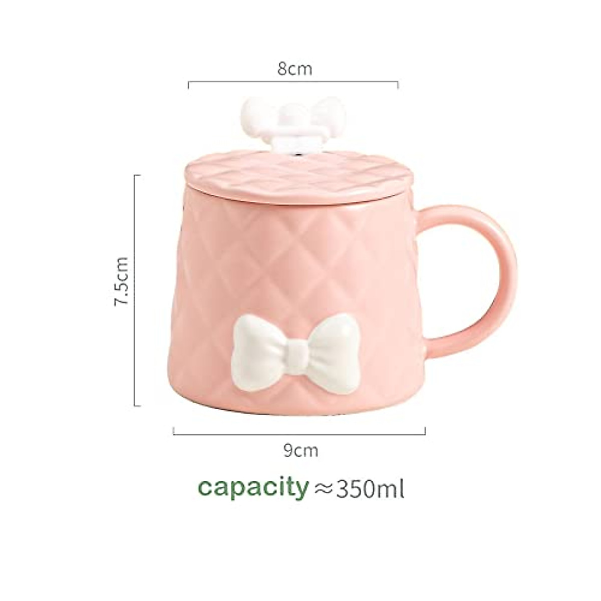 MOMEITU Kawaii Mug Cup Cute Bow Ceramic Cup Cute Girl Water Cup Cute Milk Cup Cute Coffee Cup Kawaii Band Water Cup(350ML,Pink)