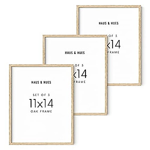 Haus and Hues 11"x14" Beige Oak Wood Frames Set of 3 - 11x14 Wood Frame, 11x14 Picture Frame Wood, 11x14 Frame 3 Pack, 11x14 Picture Frame Set of 3, Oak Wood Frame 11x14, 11 x 14 Frame Art, Art Frames, 11x14 Frame Set