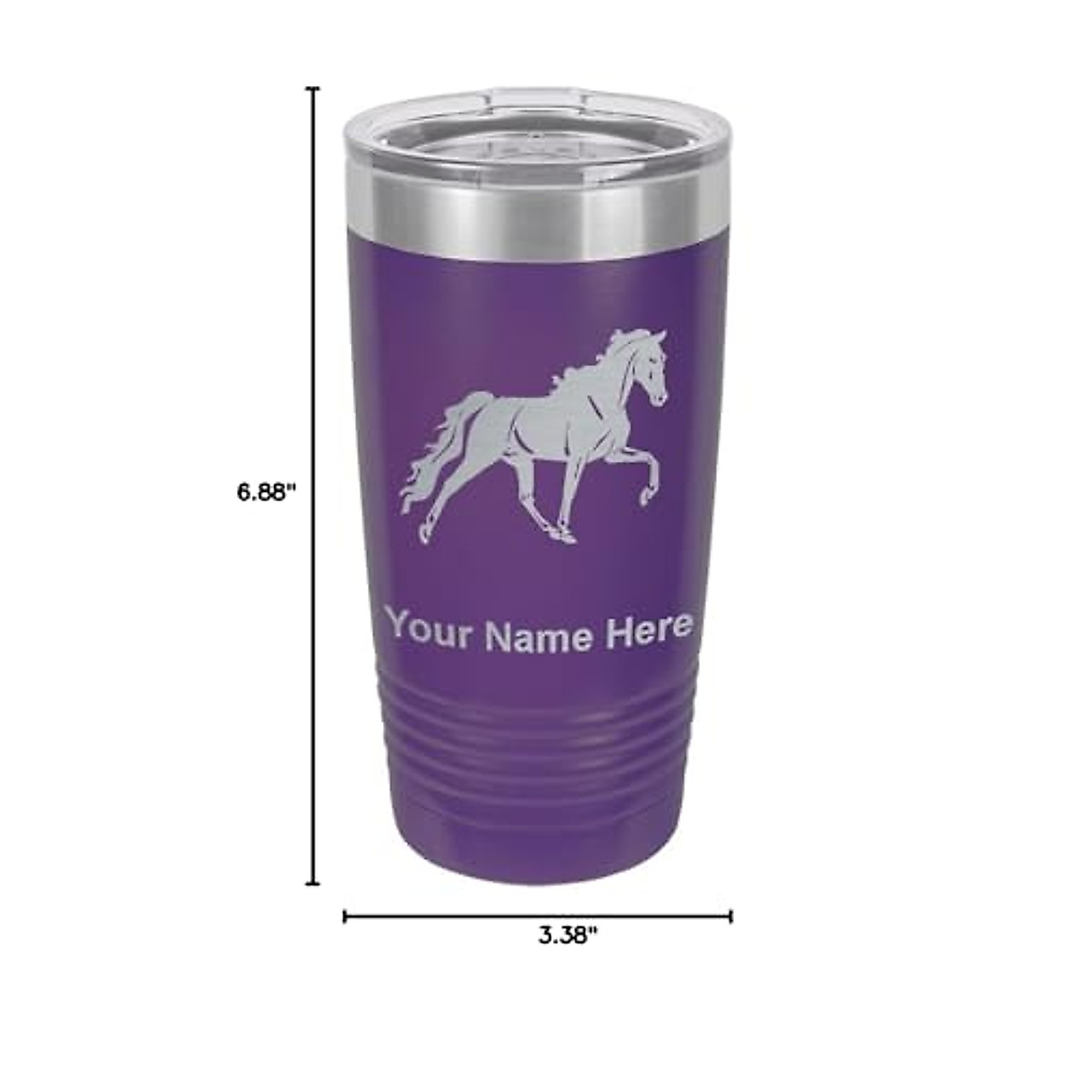 LaserGram 20oz Vacuum Insulated Tumbler Mug, Horse, Personalized Engraving Included (Dark Purple)