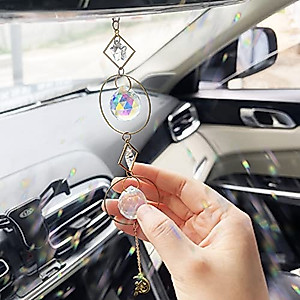 Naturemama K9 Crystal suncatcher Rainbow Maker Hanging Prism Ornament Pendant Home Garden Car Decoration 6Pack Gift Kit Sun Catchers Indoor Window (Gold)