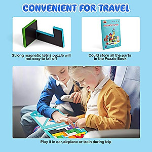 VATOS Puzzle Brain Teasers Magnetic Tangram Jigsaw Toys Magnet Drawing Board Intelligence Colorful 3D Russian Blocks Game STEM Educational Gift for Kids Boys Girl Age 3 4 5 6+ Year Old (47 Pcs)