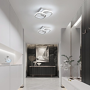 DELIPOP Small Ceiling Light, Square Modern LED Ceiling Light Fixture, 6500K Cool White Light Acrylic Hallway Light Fixture Ceiling Lamp for Hallway Kitchen Study Bedroom Living Room (White)