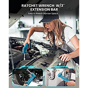 Seesii 3/8" Cordless Ratchet High Torque, 70Ft-lbs Electric Ratchet Wrench Set w/Two 2.0Ah Batteries,21V 2100 RPM Variable Speed Ratcheting Wrench w/ 6 Sockets,1/4'' Adapters,3'' Extension Bar, RT700