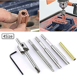 Pen Mill Set, 7 PC Pen Barrel Trimming System with 3/4 inch Cutting Head, 7mm, 8mm, 3/8 inch, 10mm Pilot Cutter Shafts, 0 Size Adaptor Sleeve and Hex Key Wrench, Pen Barrel Mill Trimmer Set by Tackpro