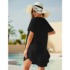 Ekouaer Swimsuit Cover Ups for Women Lace Crochet V-Neck Bikini Beach Coverups Dress for Swimwear Bathing Suit