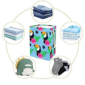 DEYYA Waterproof Laundry Baskets Tall Sturdy Foldable Bird Tropical Print Hamper for Adult Kids Teen Boys Girls in Bedrooms Bathroom