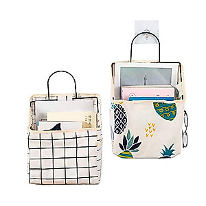 XIAOQI 2Pack-Wall Hanging Storage Bag, Waterproof Over The Door Closet Organizer Hanging Pocket Organizer, Linen Cotton Organizer Box Containers for Bedroom, Bathroom Dormitory