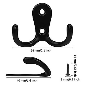 BEIUTAO 21Pcs Black Coat Hooks Wall-Mounted, Mini Black Hooks for Hanging with 42 Screws, Wall Hooks Used for Storage of Scarves, Bags, Towels, Keys, Hats, and Cookware.