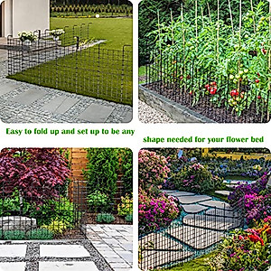 32 Pack Decorative Garden Fence Outdoor 24in x 22ft Coated Metal RustProof Landscape Wrought Iron Wire Border Folding Patio Fences Flower Bed Fencing Barrier Section Panels Decor Picket Edging