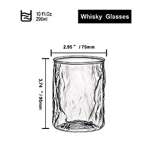 ZHMTang Premium Glass Beer Whiskey Cups Set of 4 Borosilicate Drinking Glasses for Iced coffee Cold Drinks Elegant Look Glassware for Beer and Whiskey Enthusiasts