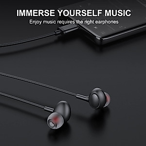 Rayhontech USB C Wired Earbuds, in Ear Earphones USB Type C Headphones for Laptop PC with Microphone, Noise Isolation Headset Compatible for Google Pixel 7 6a iPad Pro Samsung MacBook Black