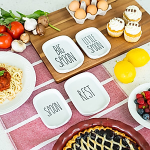 Heartland Home Porcelain Nesting Spoon Rest for Stove Top or Kitchen Counter. 2pc Cooking Spoon Holder (Big/Little). Utensil Rest and Small Spoon Rest. Smart Kitchen Gadgets and Cute Kitchen Gifts