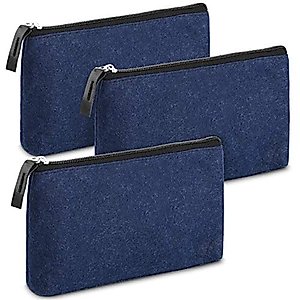 Mr. Pen- Pencil Case, 3 Pack, Blue, Felt Fabric Pencil Case, Pencil Pouch, Felt Pencil Case, Felt Pouch Small, Pen Bag, Pencil Pouch Small, Pen Case, School Supplies, Felt Pencil Bag, Pencil Case