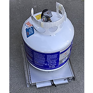 PitsMaster 304 Grade Stainless Steel Slide Out Propane Tank Tray for BBQ Island, RV, Free Standing Gas Grill