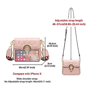 Small Leather Crossbody Bags for Women, Genuine Leather Ladies Mini Designer Shoulder Quilted Bags Womens Compact Messenger Purses Girls Fashion Satchel Women's Casual Cross Body Flap Bags (Pink)