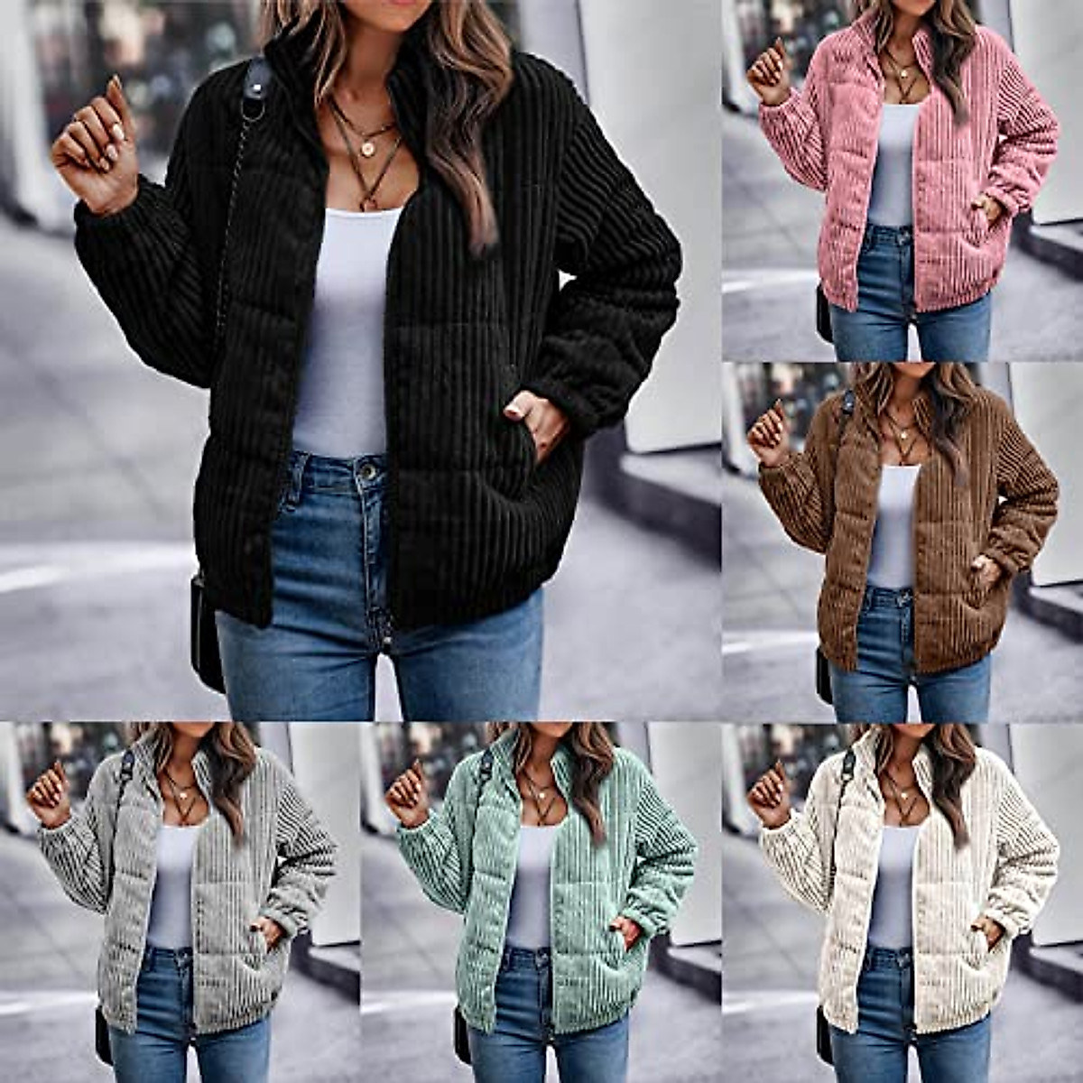 Winter Clothes for Women Plus Size, Coats for Women, Women Fleece Jacket Winter Bomber Long Sleeve Faux Sherpa Fuzzy Casual Zip Up Coat Pocket Gray