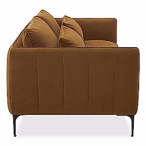 KISLOT 84 Inch Velvet Sofa Upholstered Modern Couch 3-Seat for Living Room, 85'', Ochre Brown