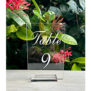 Elegant Acrylic Table Numbers for Wedding Reception - Set of 20 Table Numbers 1-20 +1 Personalized Table Sign - Modern and Clear Design for Easy Visibility