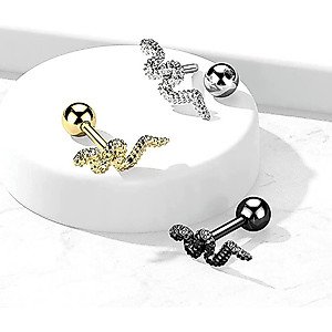 Covet Jewelry 316L Surgical Steel Snake Cartilage Barbell (Gold)