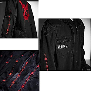 Seidarise Men's cyberpunk jacket black denim Jean Hip Hop Oversized Cropped Street wear Coat