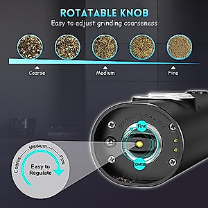 Rechargeable Electric Salt and Pepper Grinder Set, Adjustable Coarseness Automatic Salt or Pepper Mill Shakers, With Charging Base, USB Type-C Cable, LED Lights, One Hand Tact Switch Operation