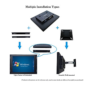 iChawk 15'' inch PC Monitor 1024x768 4:3 HDMI-in VGA USB Built-in Speaker Embedded Open Frame Wall-Mounted Support Linux Ubuntu Raspbian Debian OS Resistive Touch LCD Screen Display K150MT-59RL