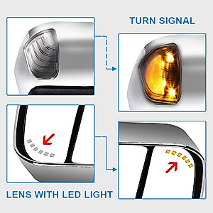 ECCPP Towing Mirrors Replacement fit for 2002-2008 for Dodge for Ram 1500 2500 3500 Truck Tow Mirrors Power Heated with Arrow Signal Light Driver and Passenger Side Pair Manual Flip up Chrome Cap
